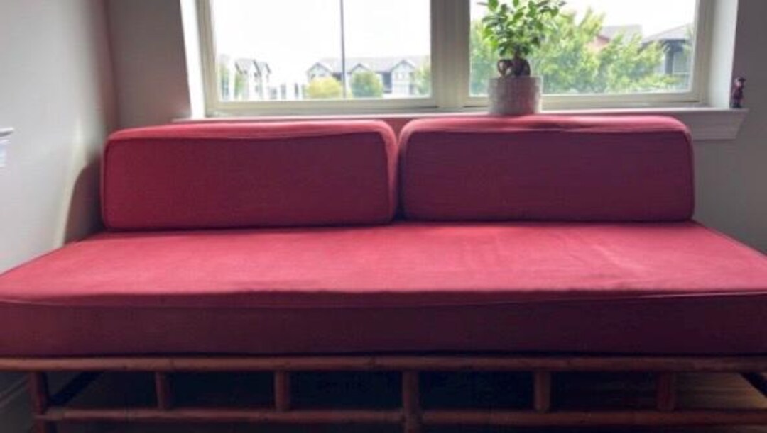 Vintage Mid-century Ficks Reed Cane Wicker Rattan / Ecru Daybed Sofa ...