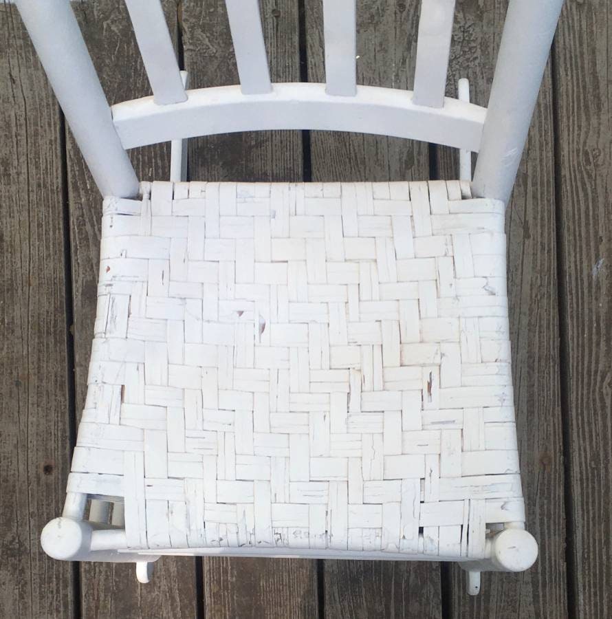 Antique White Wooden Shaker Split Hand Woven Seat Kid's Child Children ...
