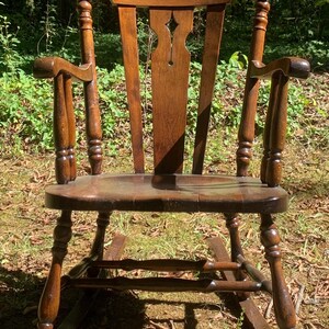 Antique Solid Oak Rocker Rocking Arm Chair Original Finish Handcrafted ...