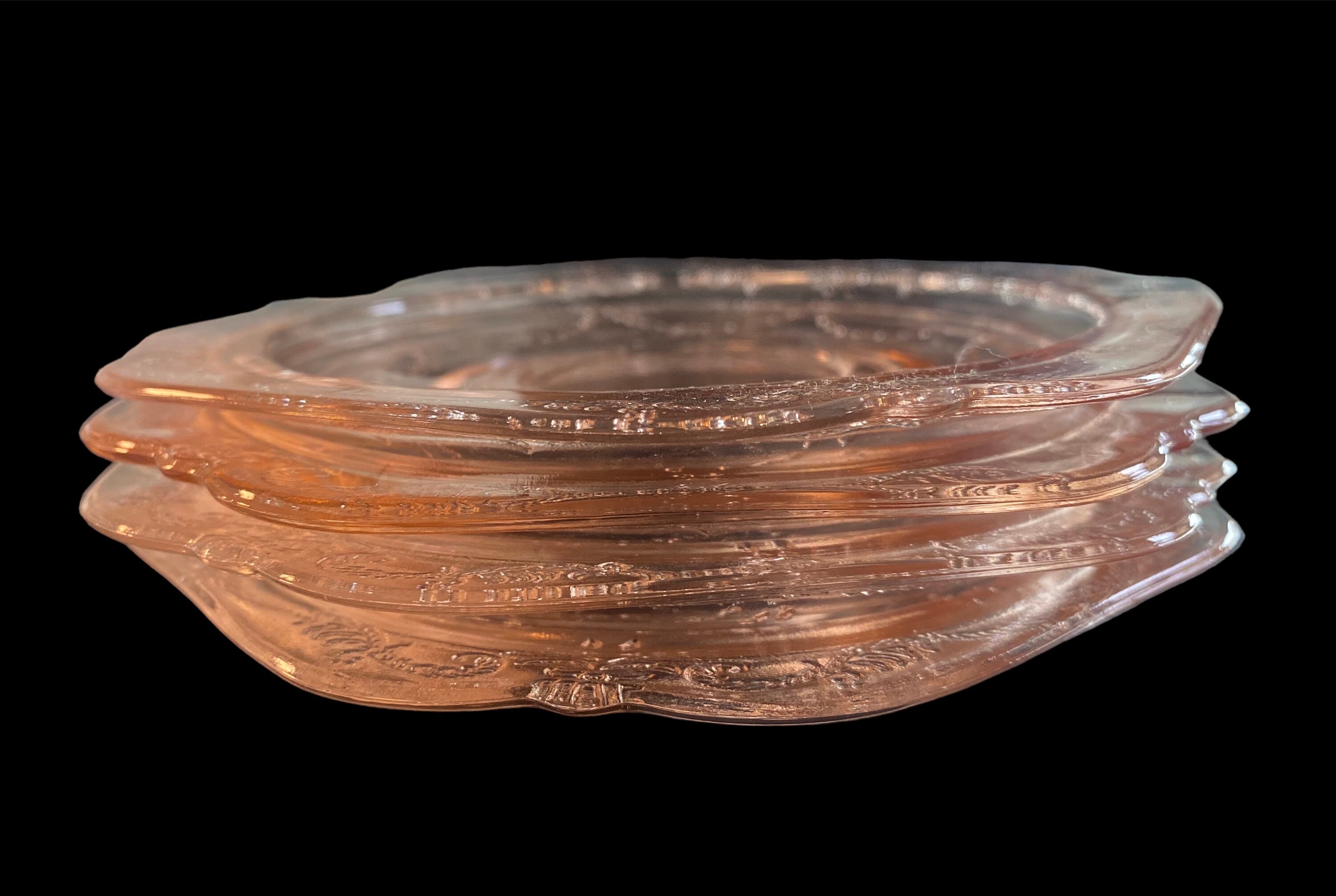 Set of 4 Pink Vintage Depression Glass Madrid Pattern Federal Glass ...