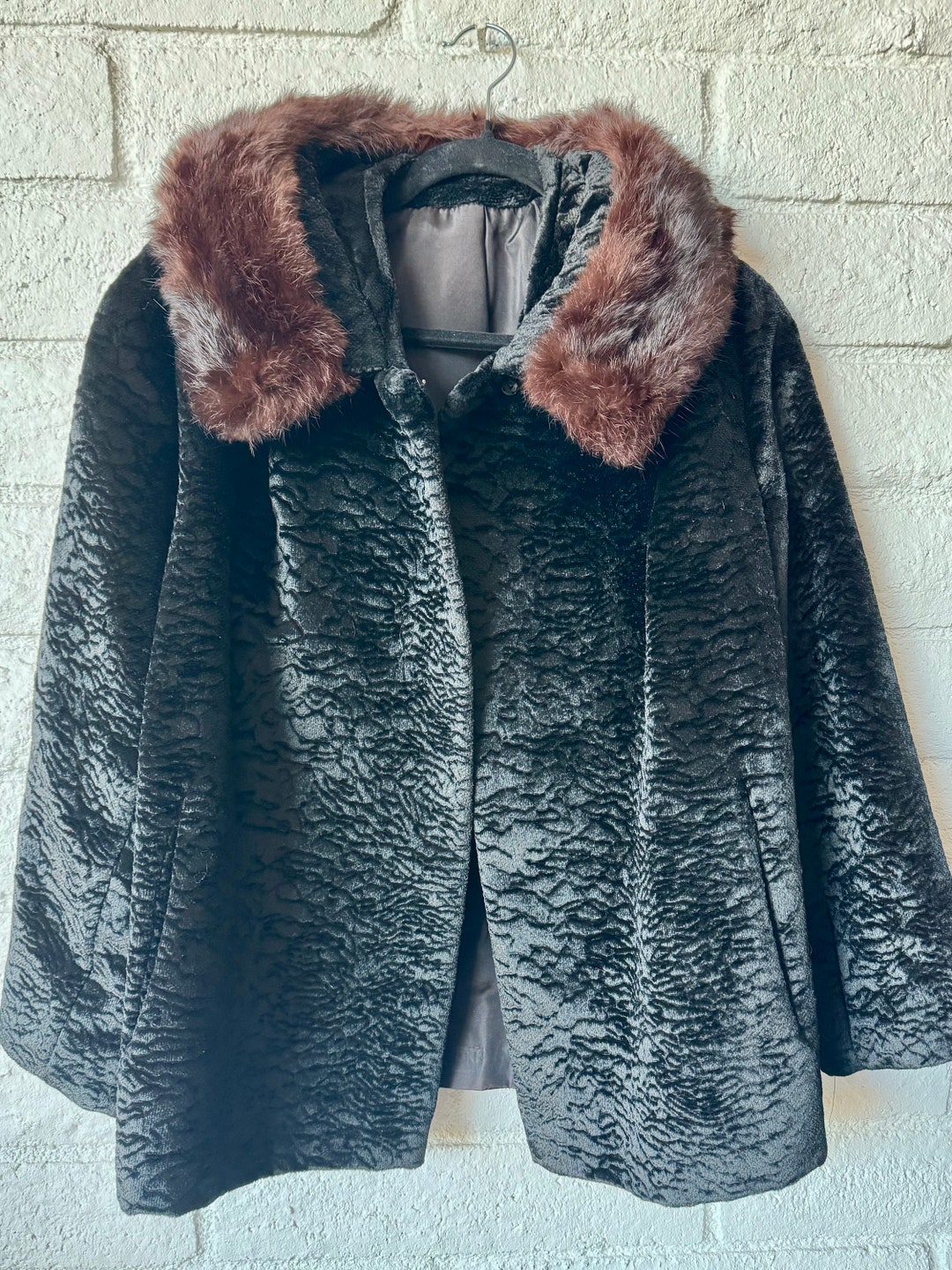 Vintage Velveteen Rabbit Fur Cape Jacket Retro 60s Mod Unique FREE ...