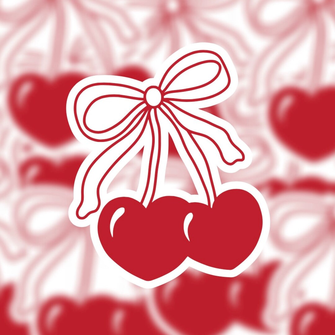 Holographic Heart Cherries Sticker - Etsy