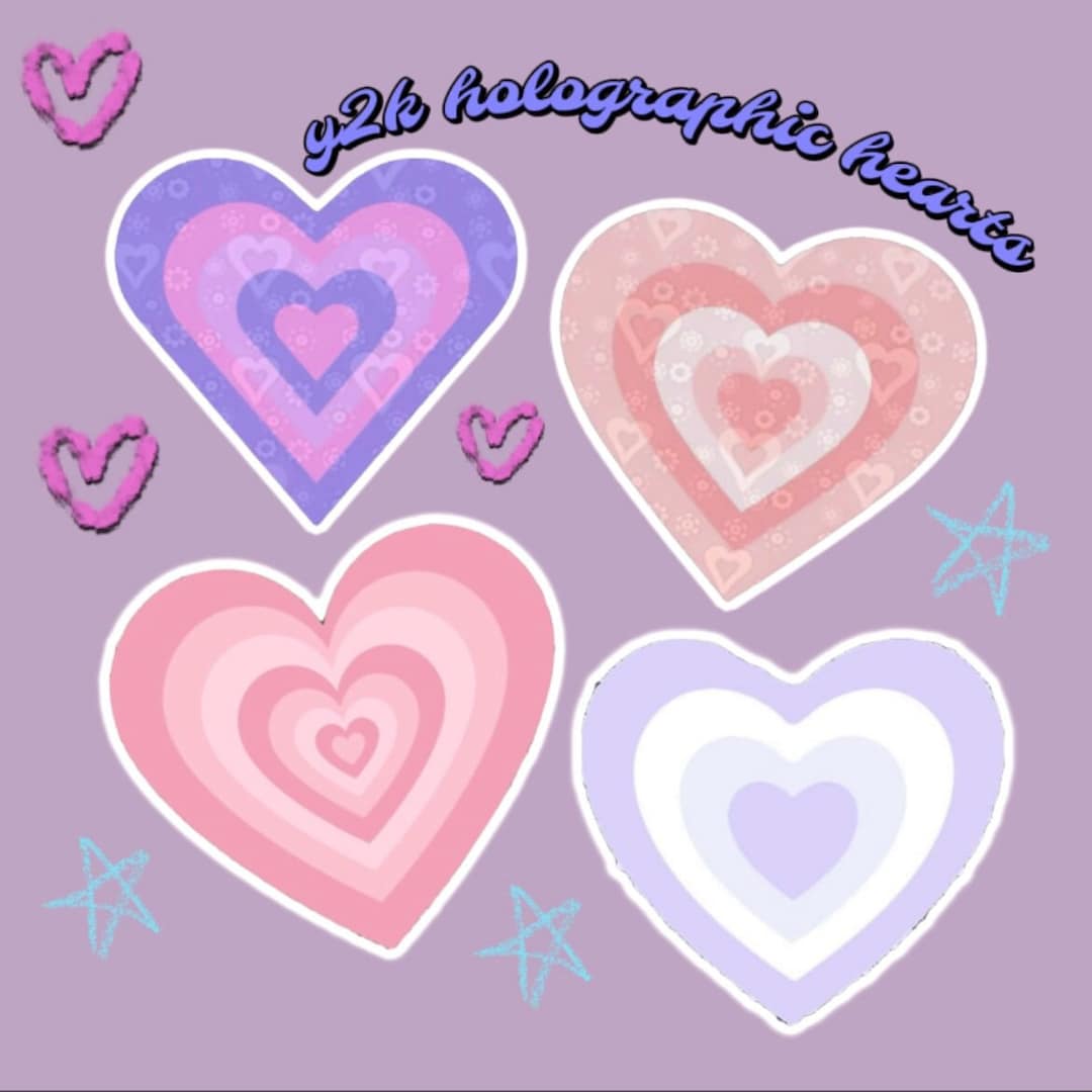 Y2k Holographic Heart Sticker - Etsy
