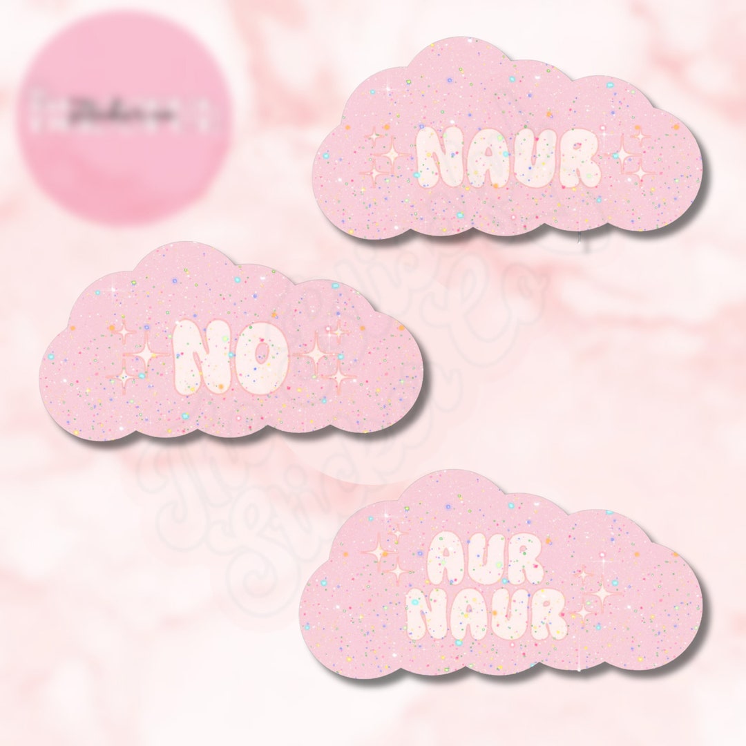 No / Aur Naur / Naur Pink Cloud Holographic Sticker Trendy Decal ...