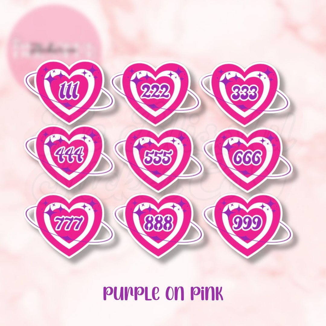 Holographic Retro Angel Number Sticker Angel Number Heart Sticker ...