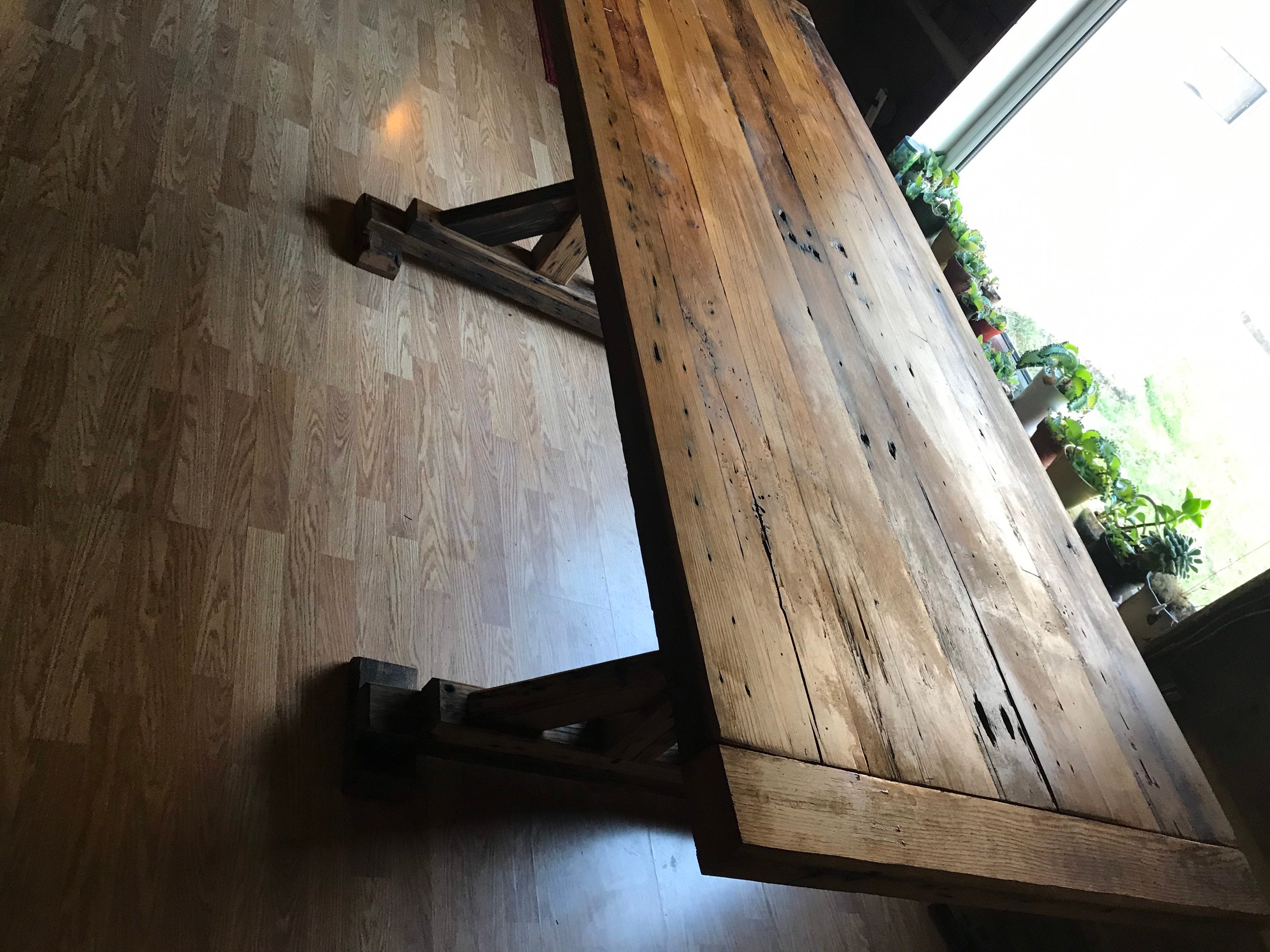 Reclaimed American Chestnut Trestle Table. - Etsy