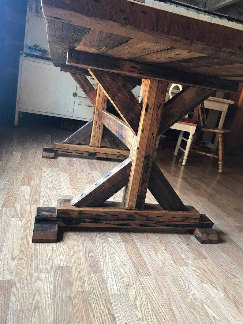Reclaimed American Chestnut Trestle Table. - Etsy
