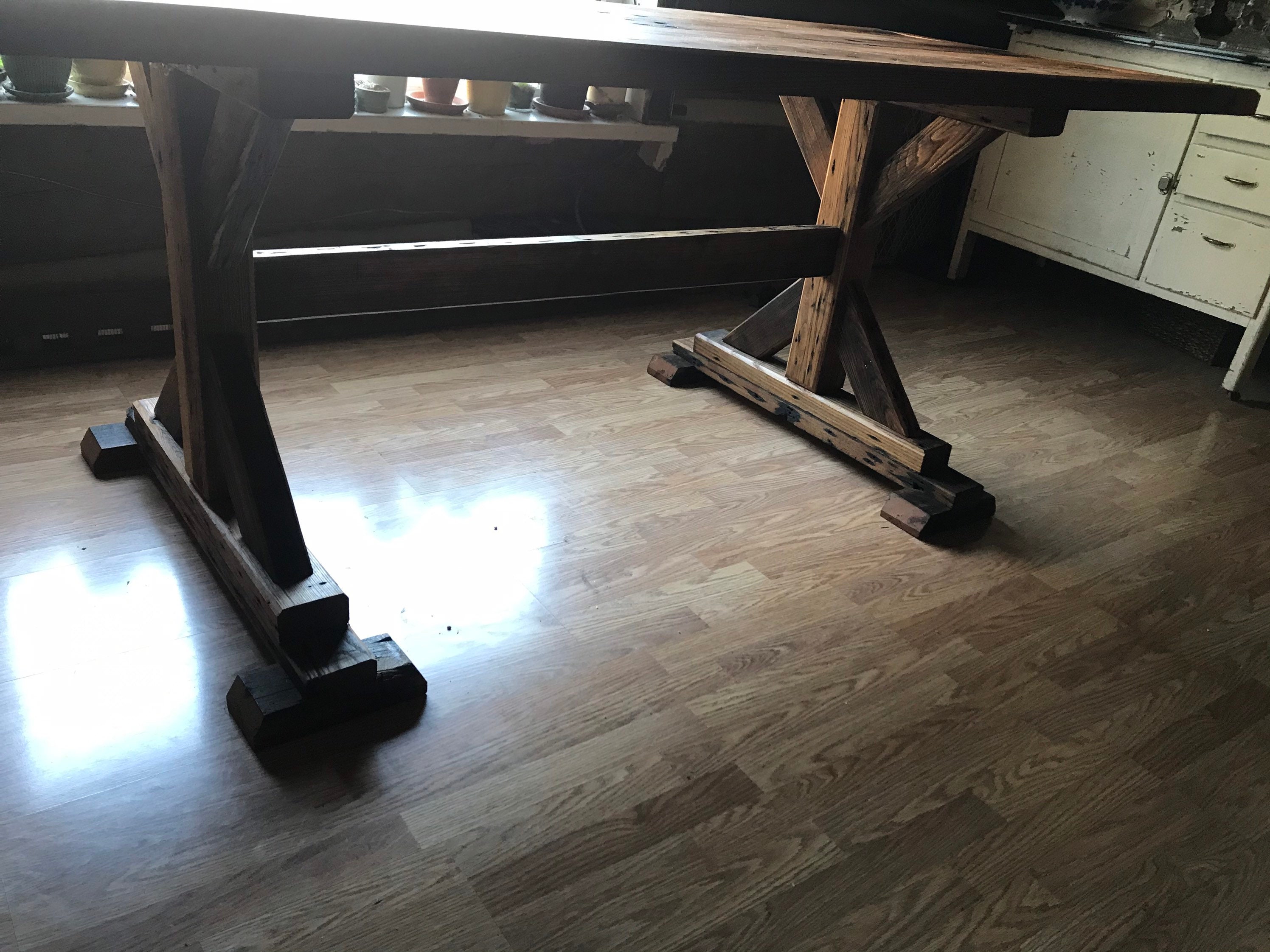 Reclaimed American Chestnut Trestle Table. - Etsy