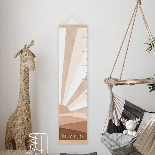 Girls Canvas Growth Chart Personalized Earth Tones Nursery | Etsy