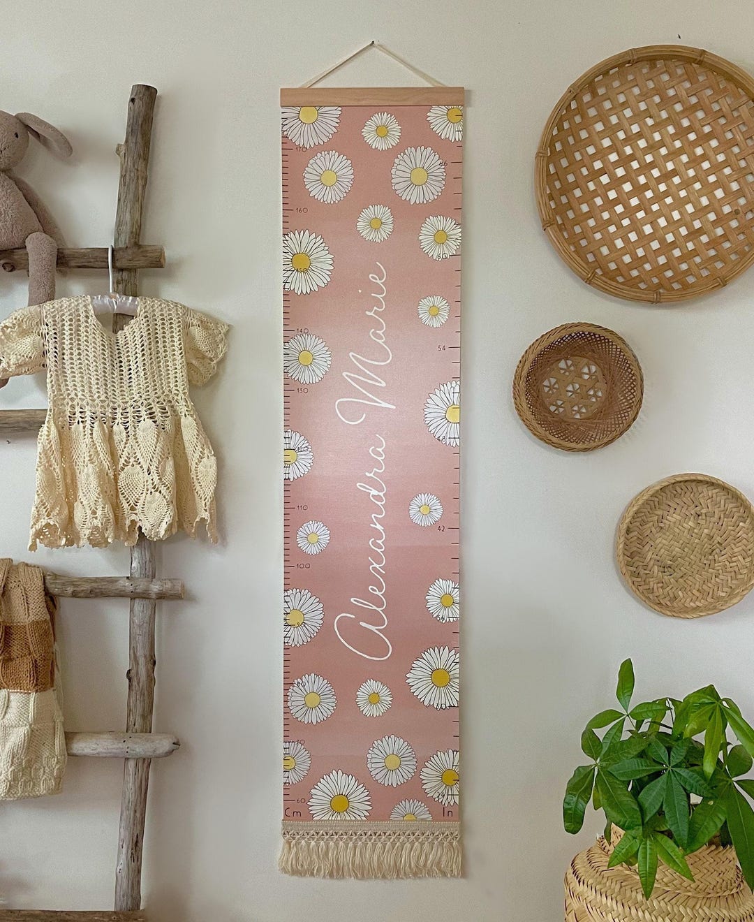 Personalized Daisy Growth Chart, Daisy Wall Decor, Blush Nursery ...