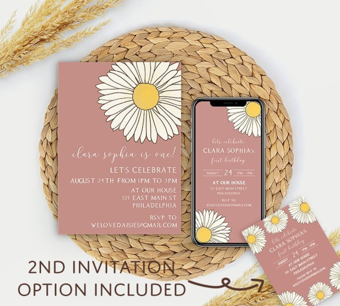 Daisy Birthday Invitation, Daisy First Birthday, Daisy Birthday Party ...