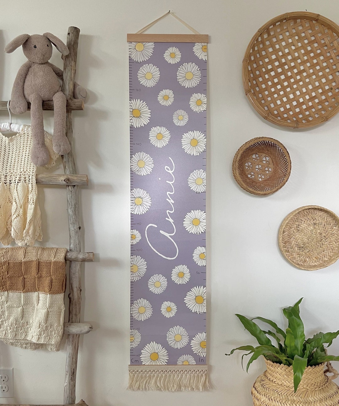 Personalized Daisy Growth Chart for Kids, Daisy Nursery Decor, Lavender ...