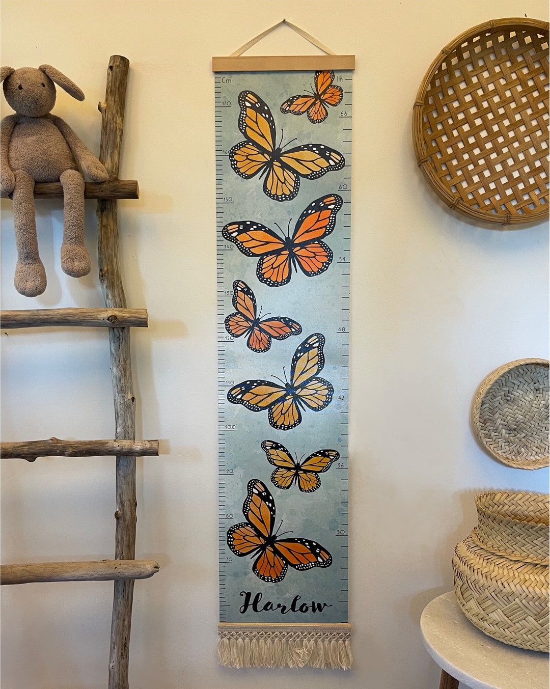 Personalized Growth Chart,butterfly Height Chart,blue,monarchs,height ...