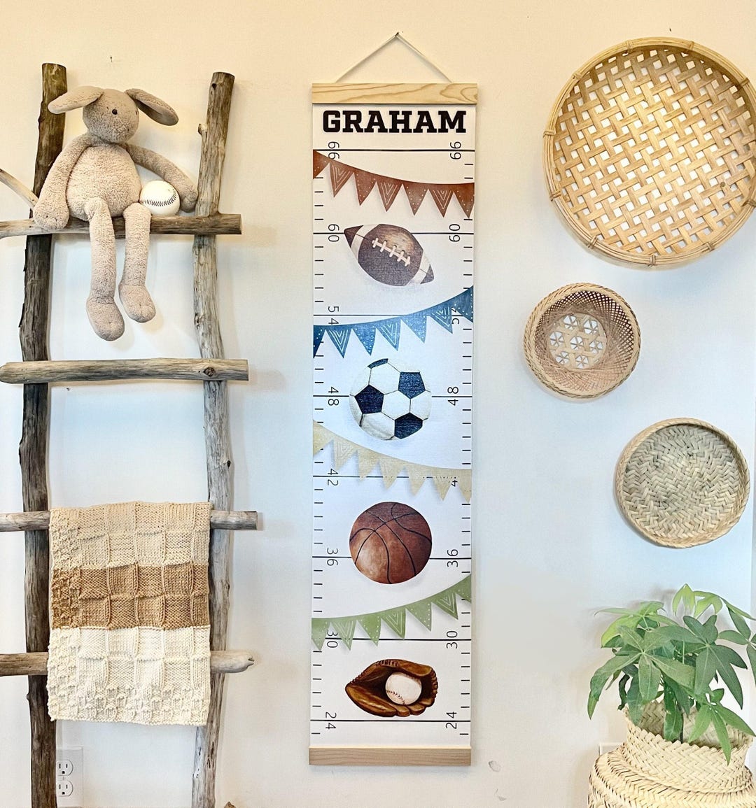 Personalized Growth Chart, Sports Wall Decor, Sports Shower, Baseball ...