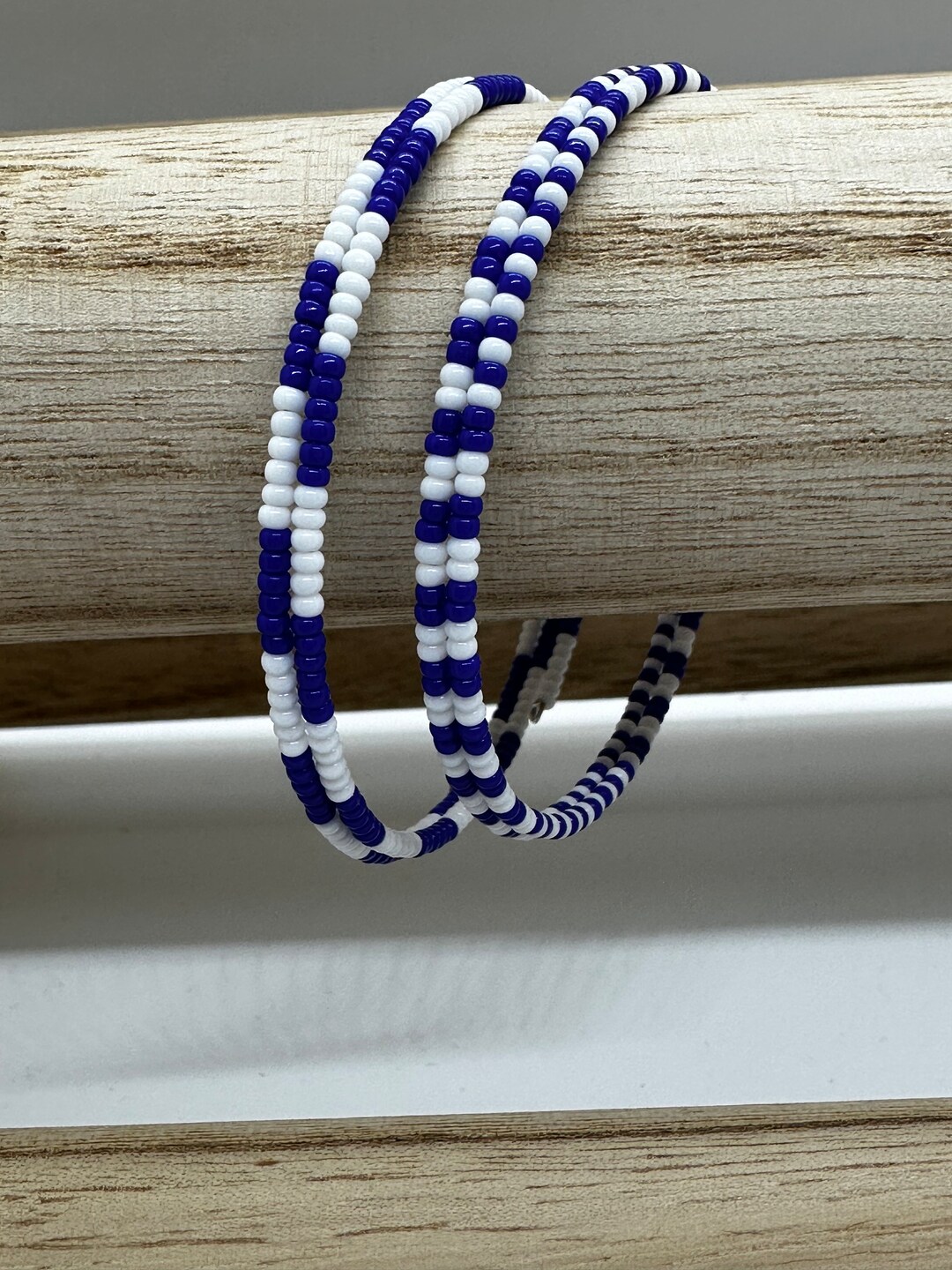 Hanukkah Miyuki Glass Seed Bead Memory Wire Bracelet/ 2 Piece Set ...