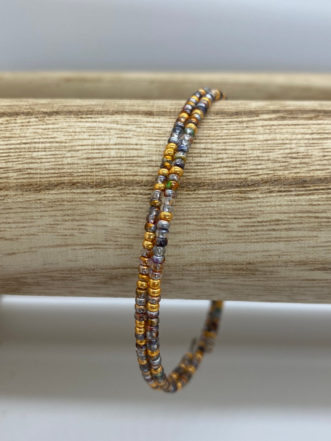 Glass Seed Bead Memory Wire Bracelet/single Bracelet/ Delicate Tiny ...