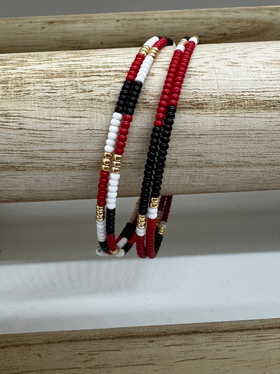 San Francisco 49ers/glass Seed Bead Memory Wire Bracelet/ 2 Piece Set ...