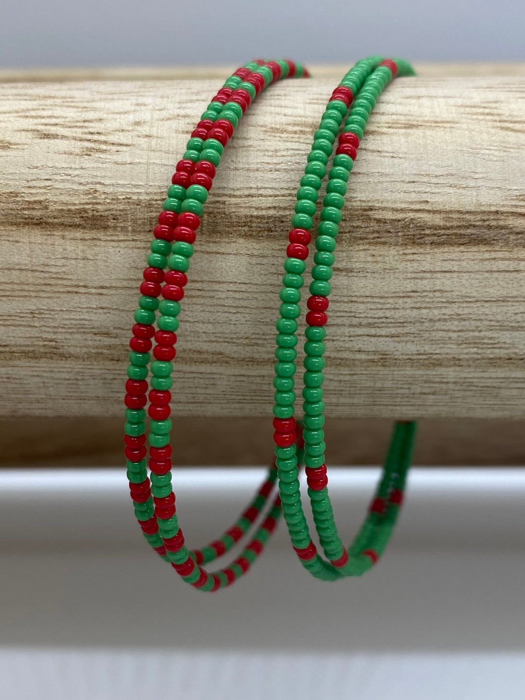 Glass Seed Bead Memory Wire Bracelet/ 2 Piece Set/ Delicate Tiny Seed ...