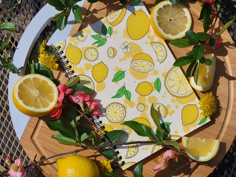 FRUIT SALAD LEMON, Lemon Spiral Notebook, Lemon Notebook, Lemon Print ...