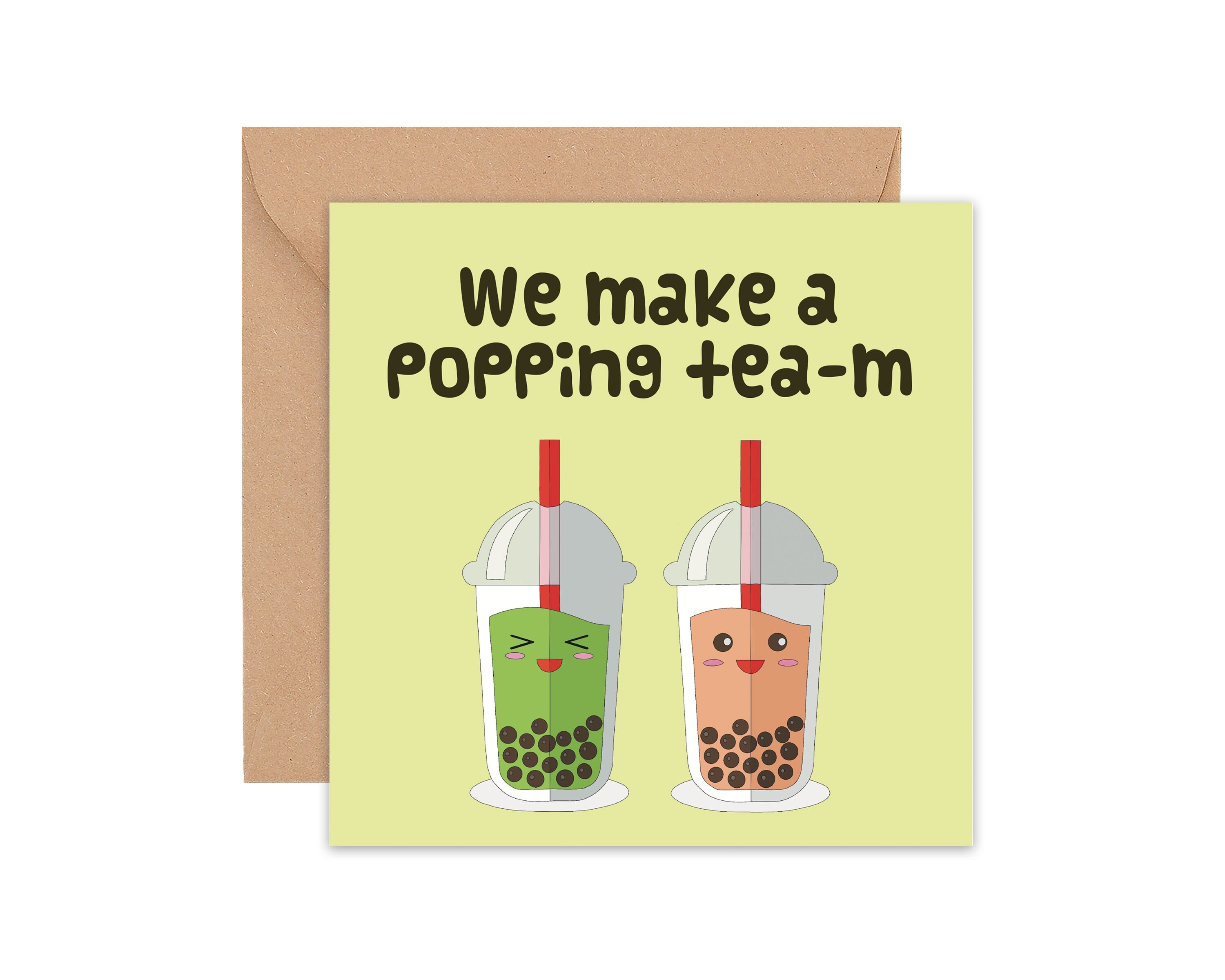 Bubble Tea Card Valentines Day Card Kawaii Birthday Card Cute Birthday ...