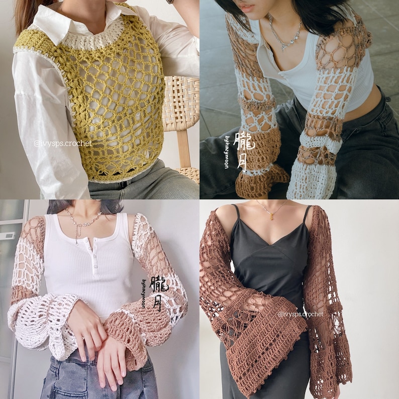 ZORA 3-in-1 Mesh vest Top Shrug PDF Crochet Pattern - Etsy