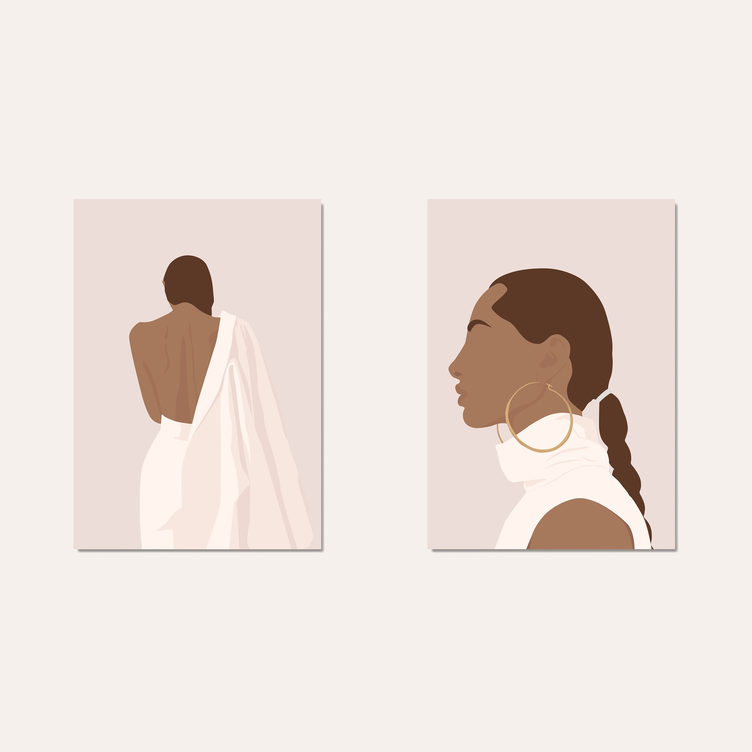 Minimalist Woman Face Illustration PRINTABLE DOWNLOAD Beige - Etsy