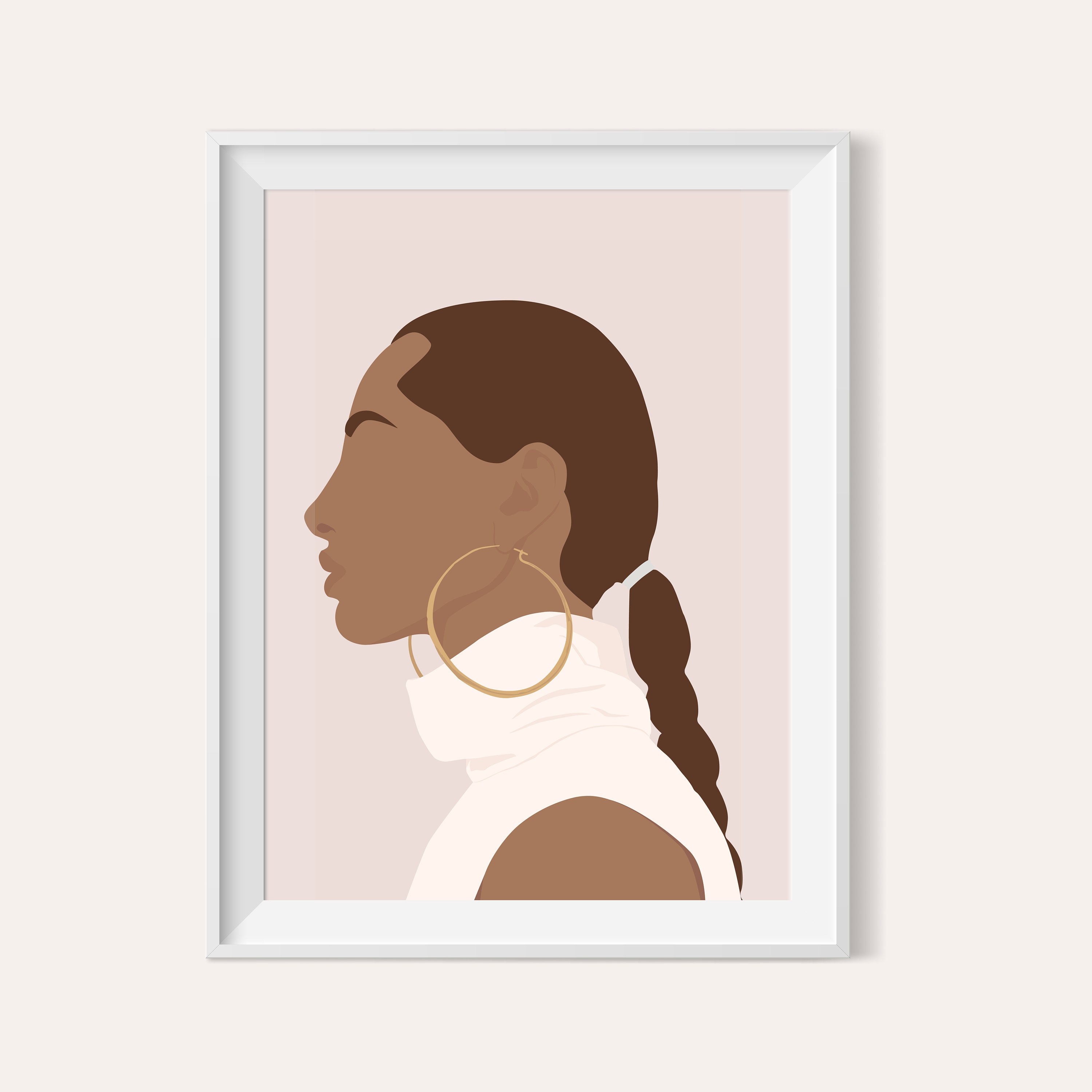 Minimalist Woman Face Illustration PRINTABLE DOWNLOAD Beige - Etsy