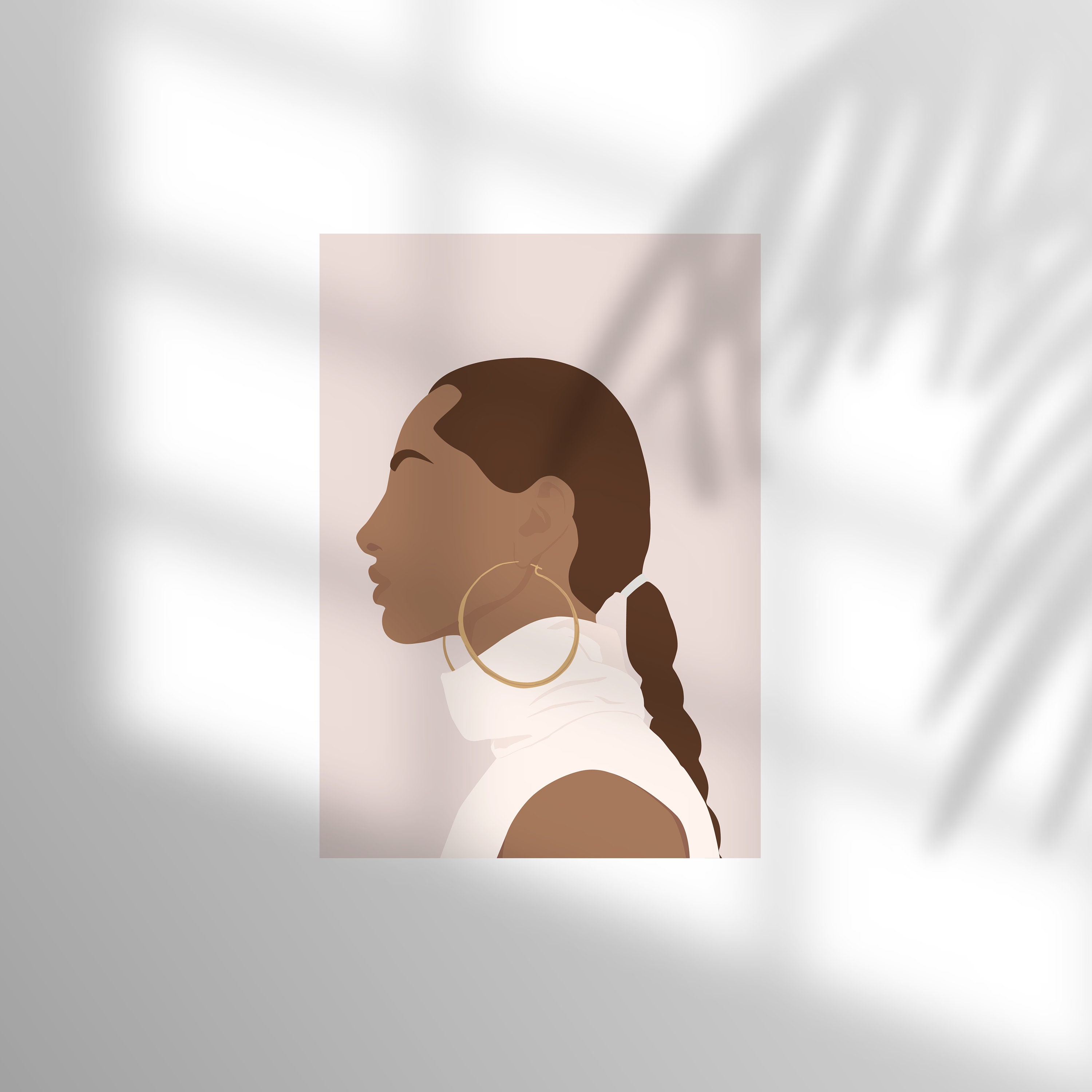 Minimalist Woman Face Illustration PRINTABLE DOWNLOAD Beige - Etsy