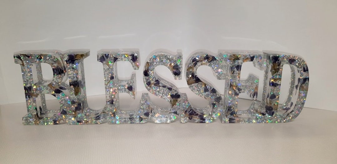 Real, Dried Purple Statice Flowers blessed Resin Sign. Backed With ...