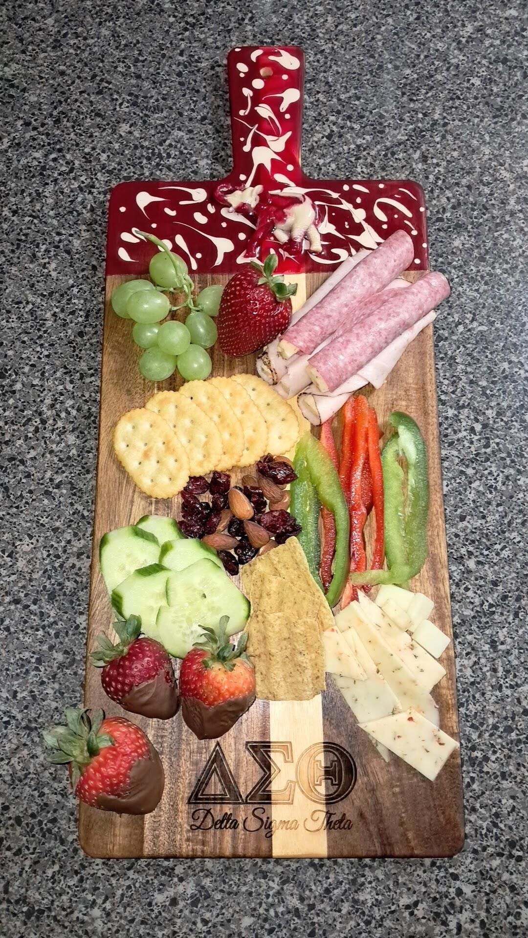 Delta Sigma Theta Inspired Charcuterie Board | Acadia Wood Hand-painted ...