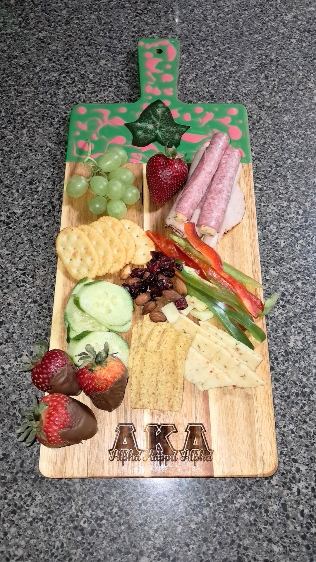 Alpha Kappa Alpha Inspired Charcuterie Board | Acadia Wood Hand-painted ...