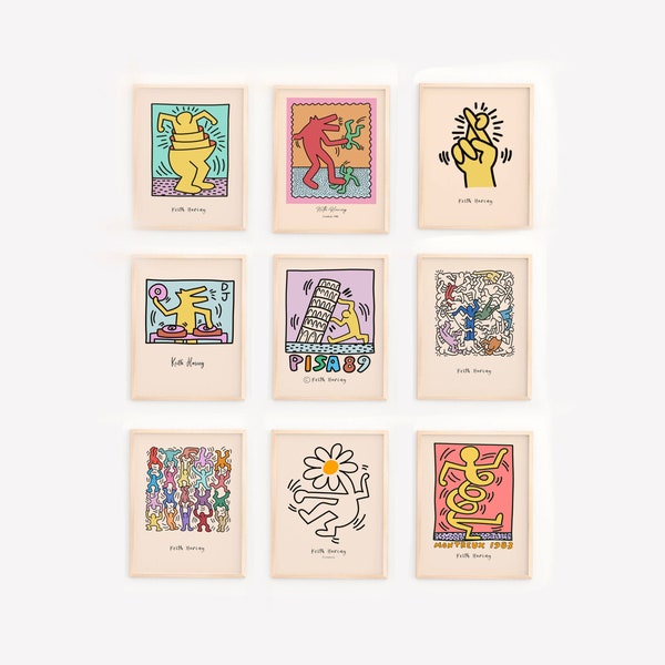 Keith Haring Poster Colorful - Etsy