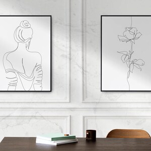 Rose Line Art Print, Fine Line Art Poster, Minimalist Rose Art, Simple ...