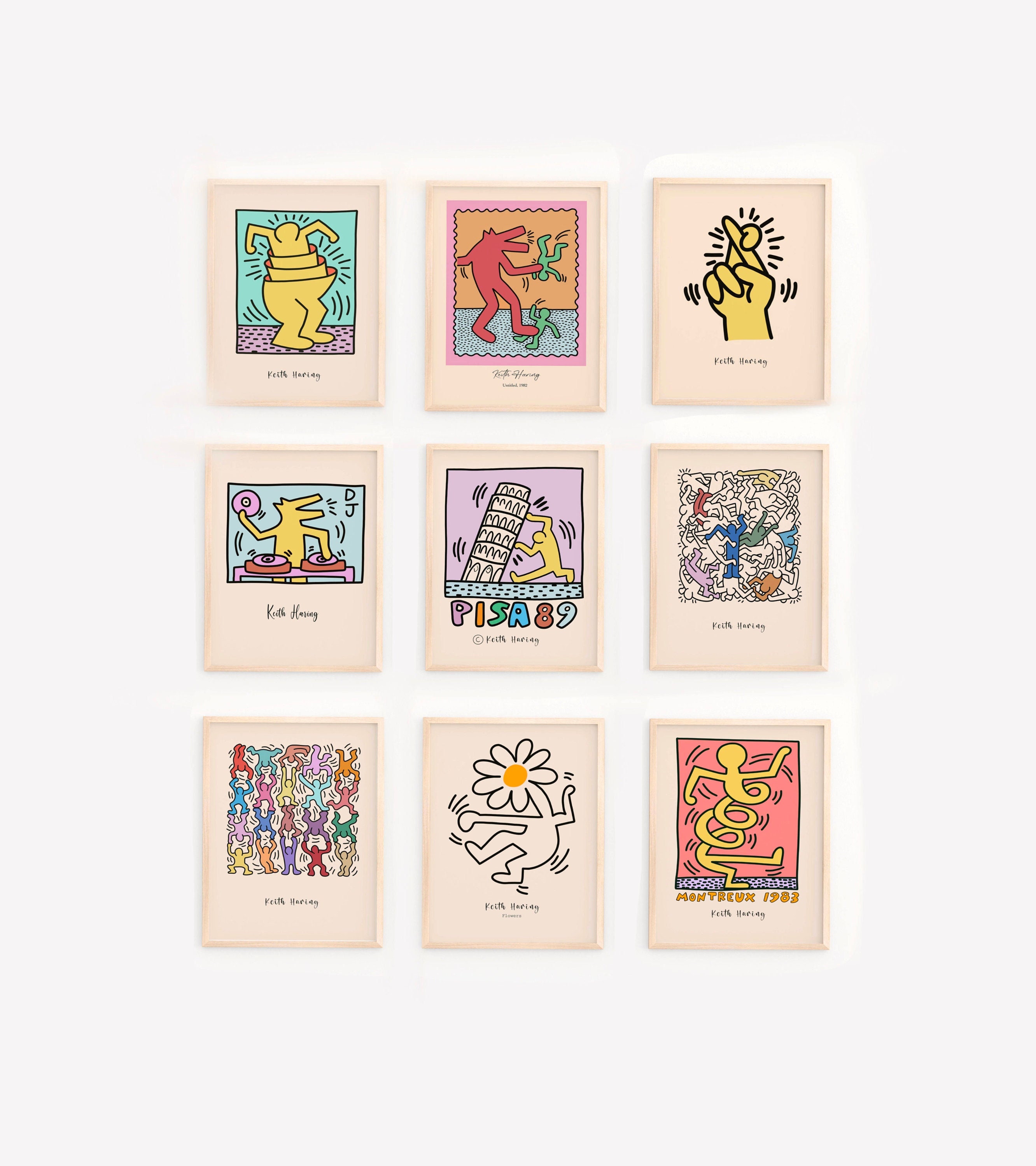 Keith Haring Poster Set, Gallery Wall Art Set, Set of 9 Prints, Pop Art ...