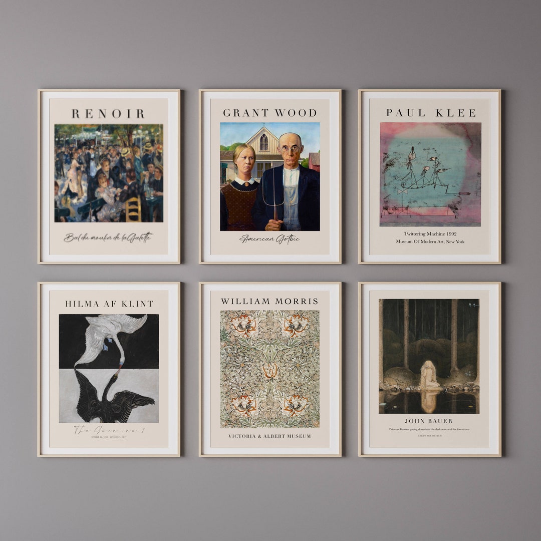 Art Print Set of 6, Gallery Wall Set, Eclectic Wall Prints, Vintage 70s ...