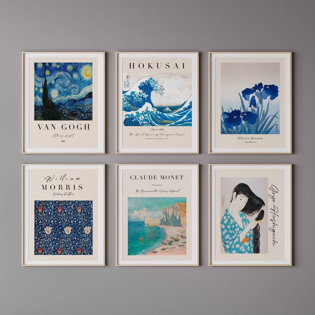 Blue Eclectic Art Prints, Picasso Wall Art,gallery Wall Set,art Nouveau ...