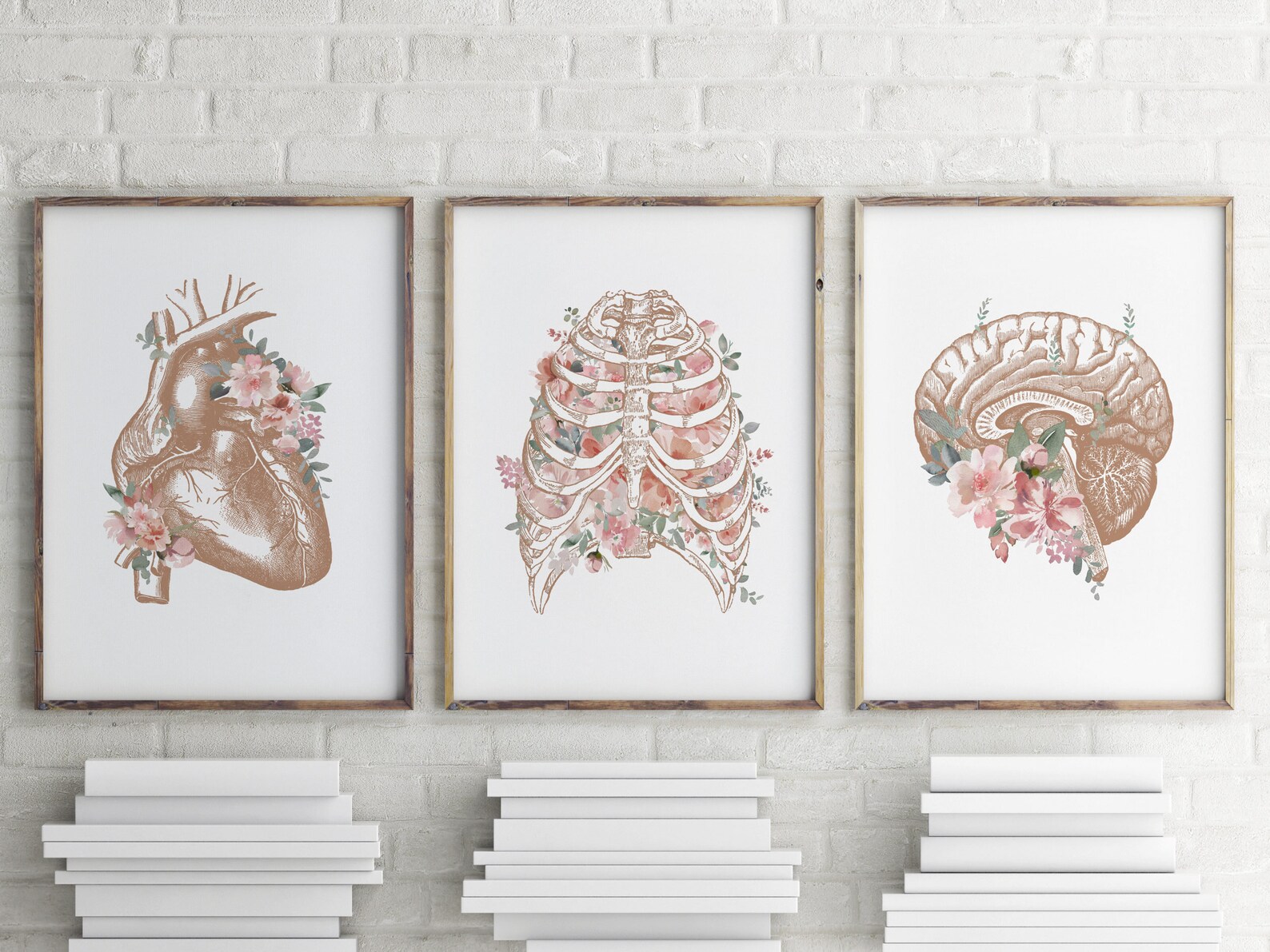 Set of 9 Anatomy Art, Medical Art, Anatomy Poster, Floral Anatomy Wall ...