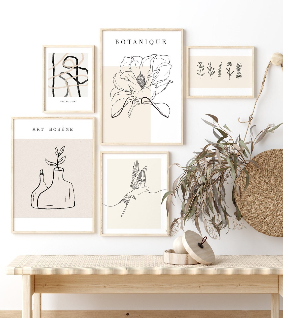 Boho Gallery Wall Set, Abstract Neutral Art (digital Download) - Etsy