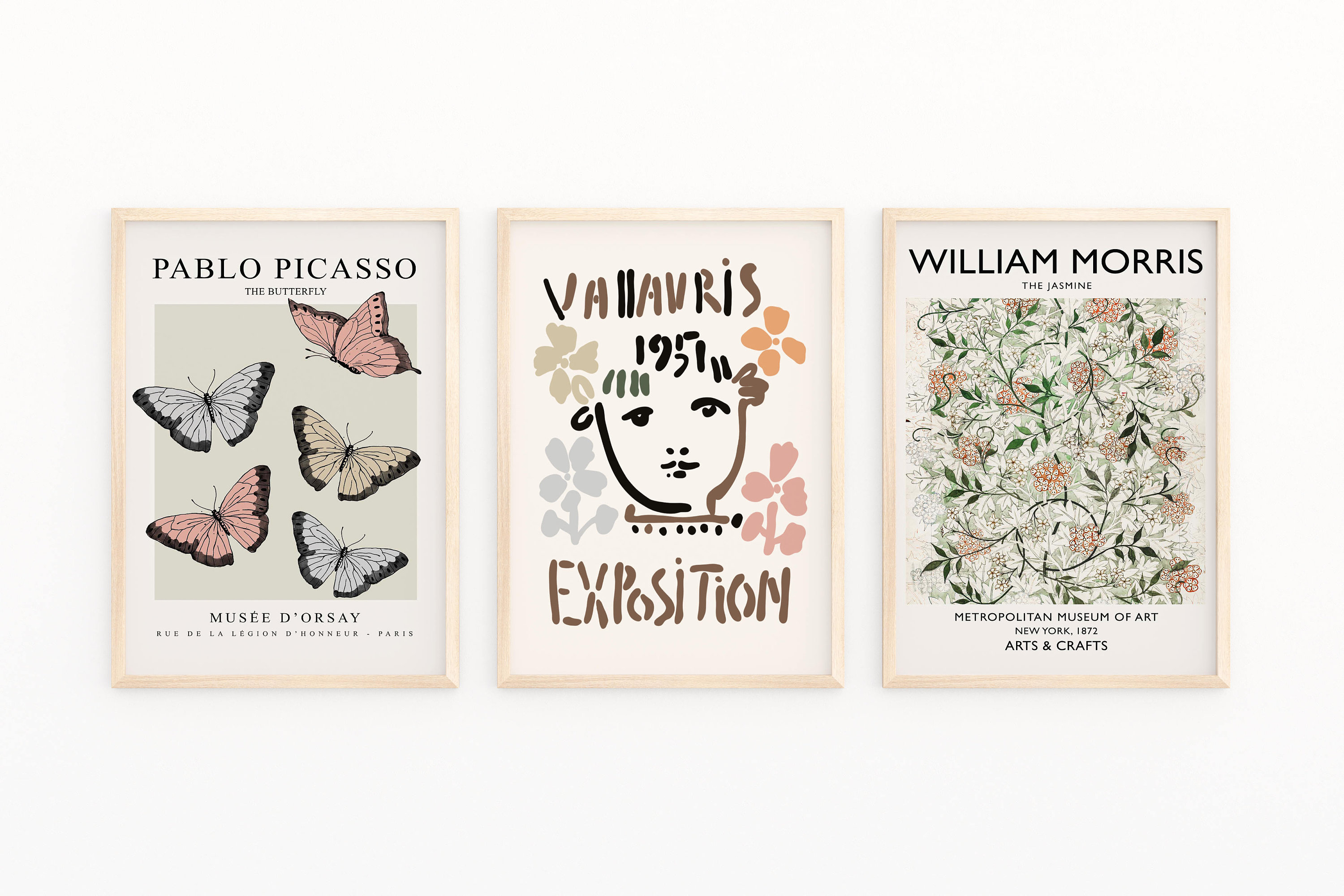 Picasso Morris Triptych Art Prints, Gallery Wall Decor (digital ...