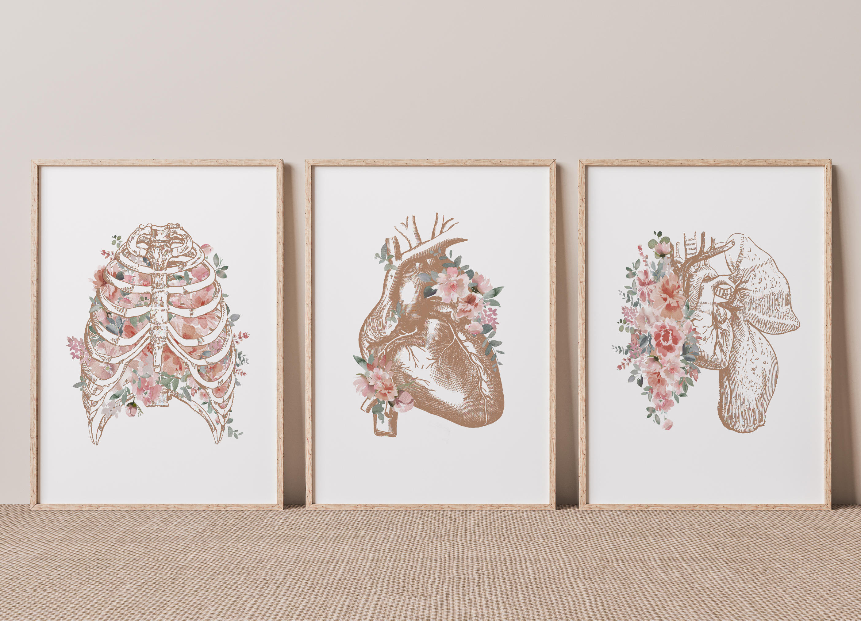Anatomy Print Set of 3 Anatomical Heart Art Medical Artwork - Etsy