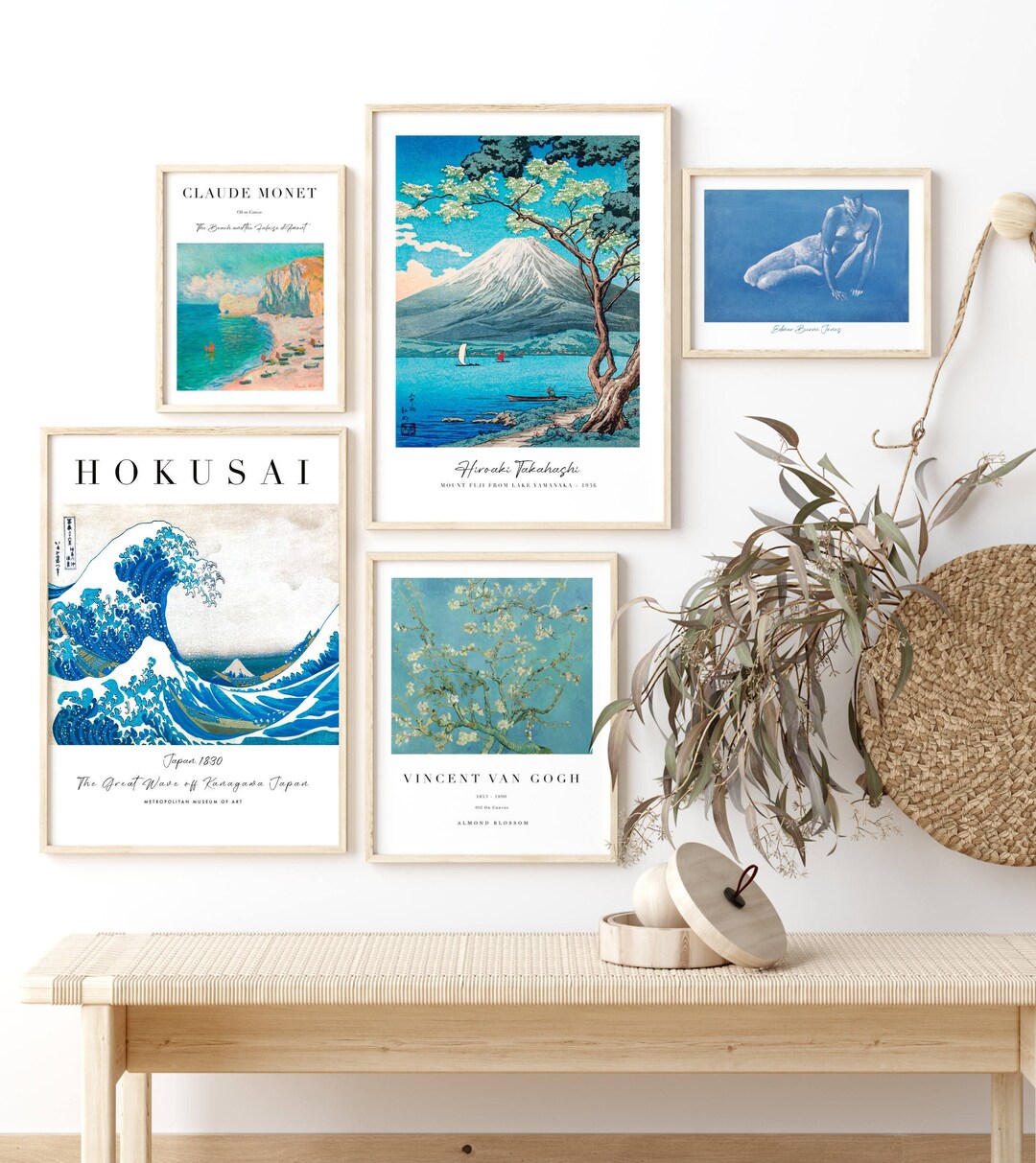 Blue Gallery Wall Art Set, Eclectic Vintage Prints (digital Download ...