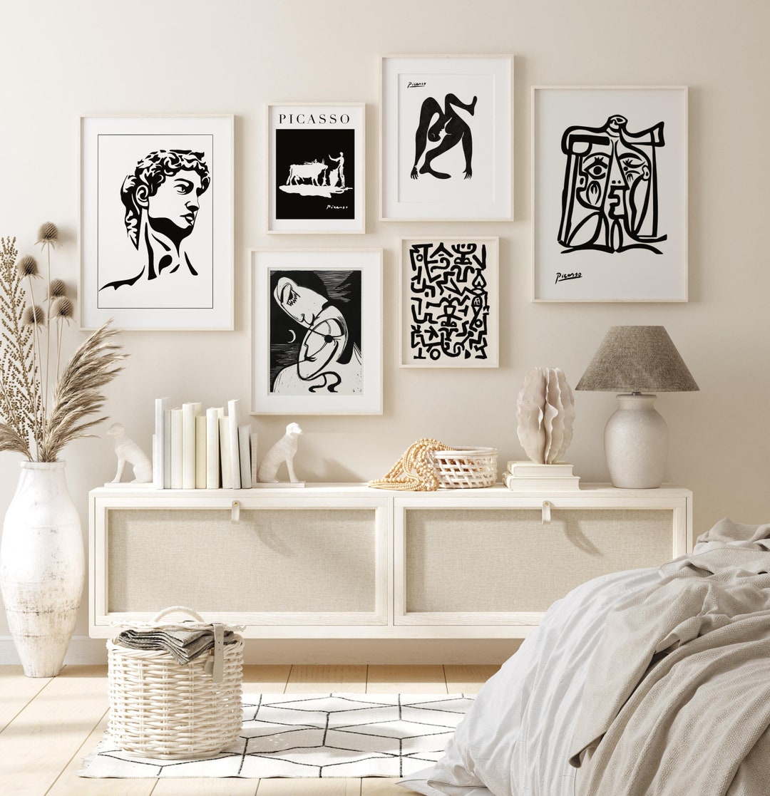 Black and White Gallery Wall Set, Picasso Wall Art, Trendy Poster Set ...