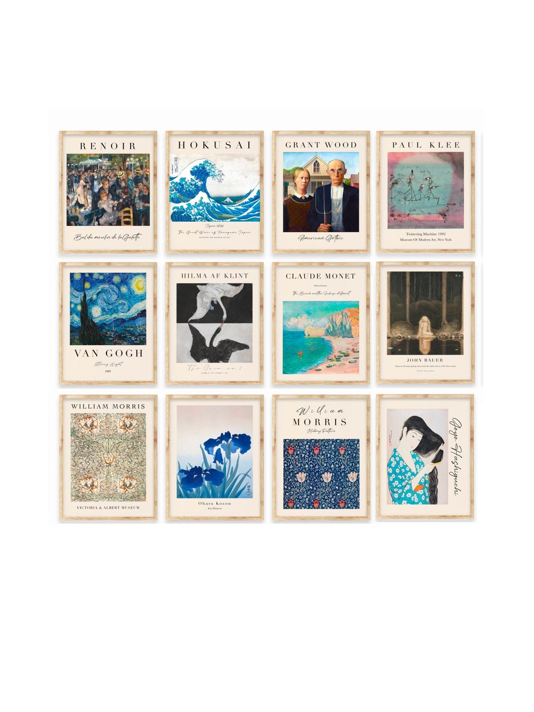 Gallery Wall Art Prints, Famous Artists Set of 12 (downloadable) - Etsy