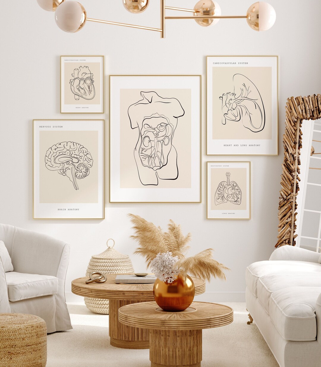 Minimalist Anatomy Line Art Prints, Medical Office Decor (digital ...