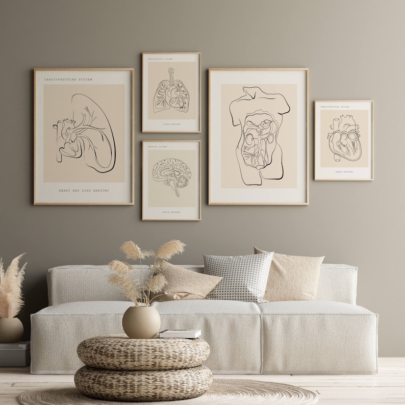 Minimalist Anatomy Line Art Prints, Medical Office Decor (digital ...