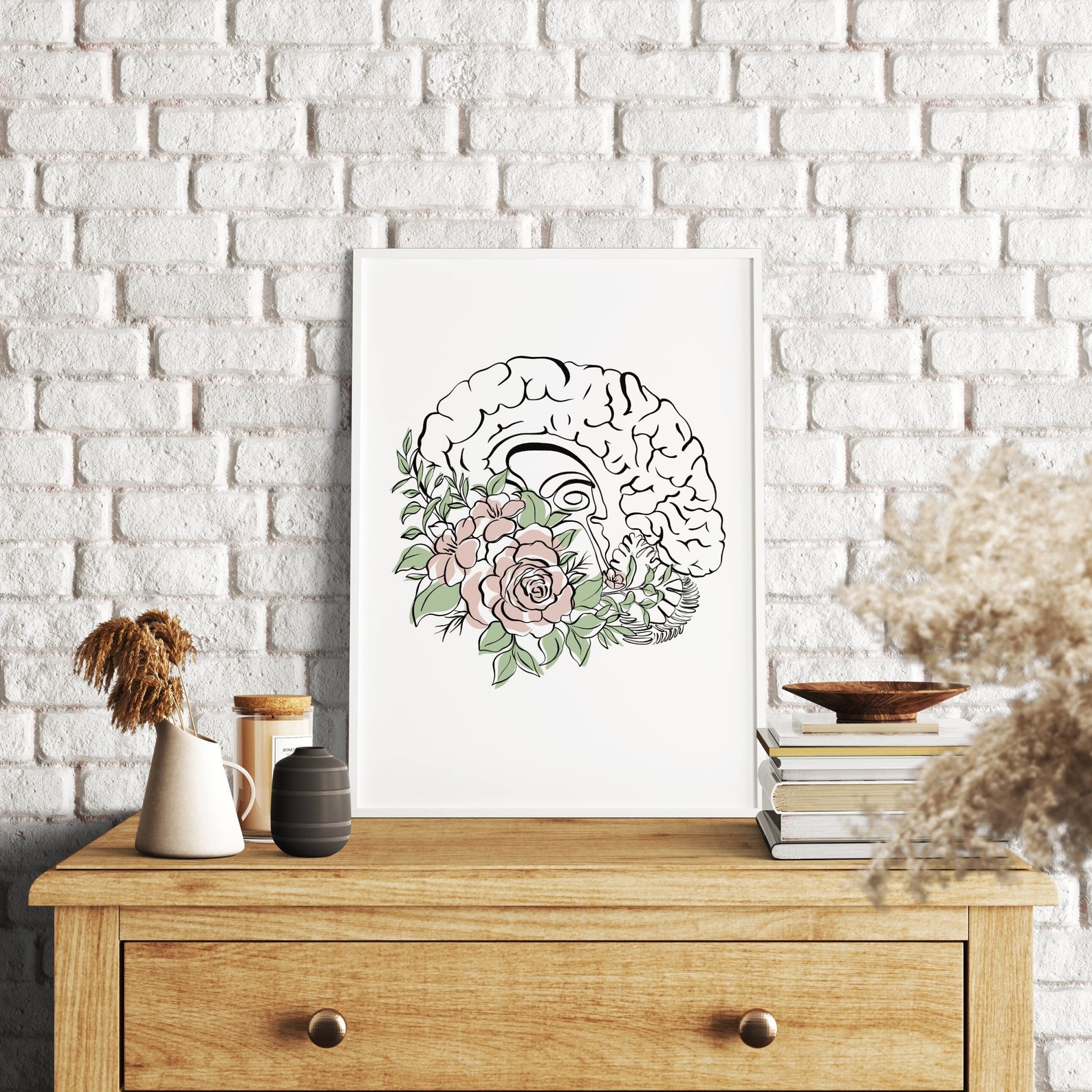 Brain Anatomy Wall Art Floral Anatomy Brain Anatomy Print - Etsy