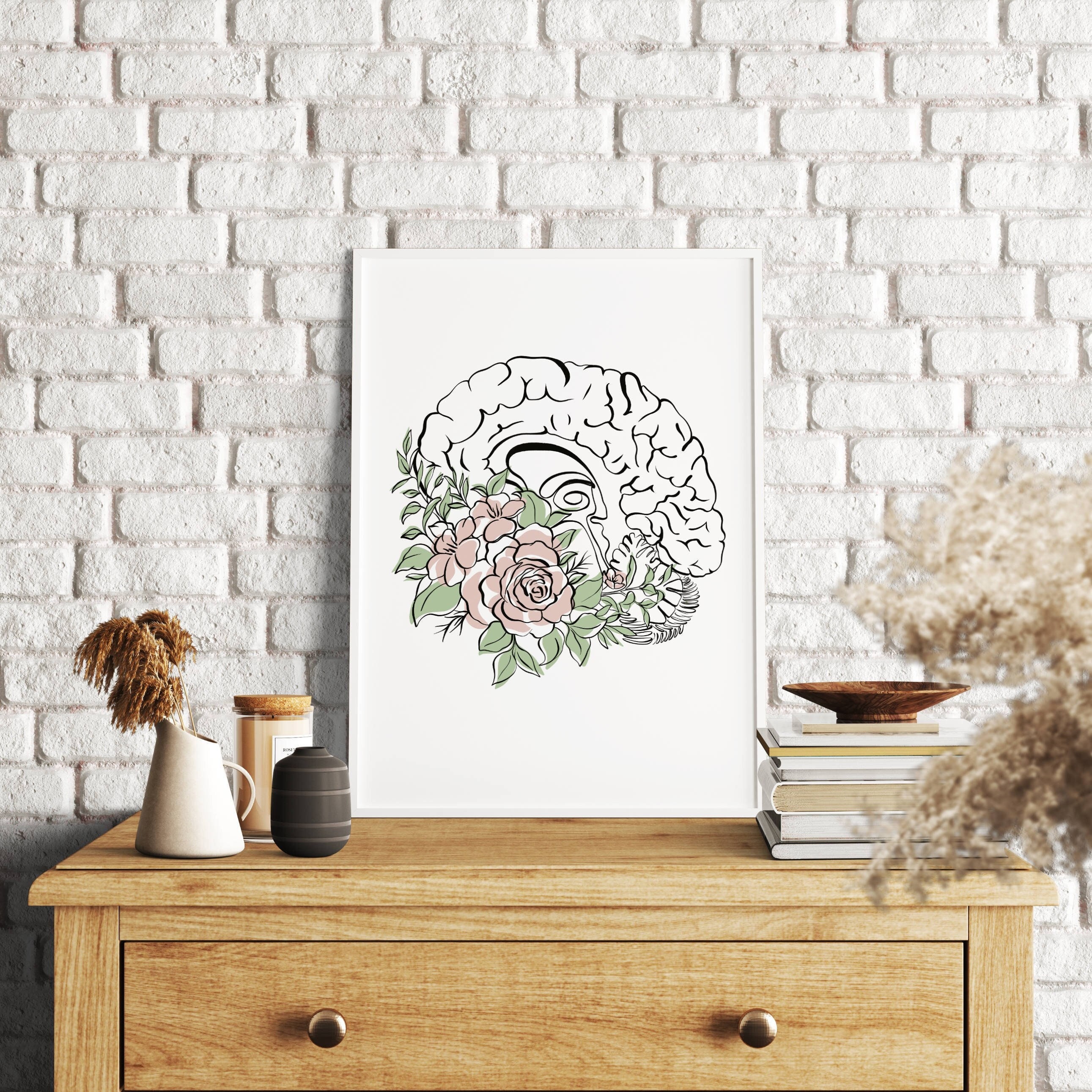 Brain Anatomy Wall Art Floral Anatomy Brain Anatomy Print - Etsy