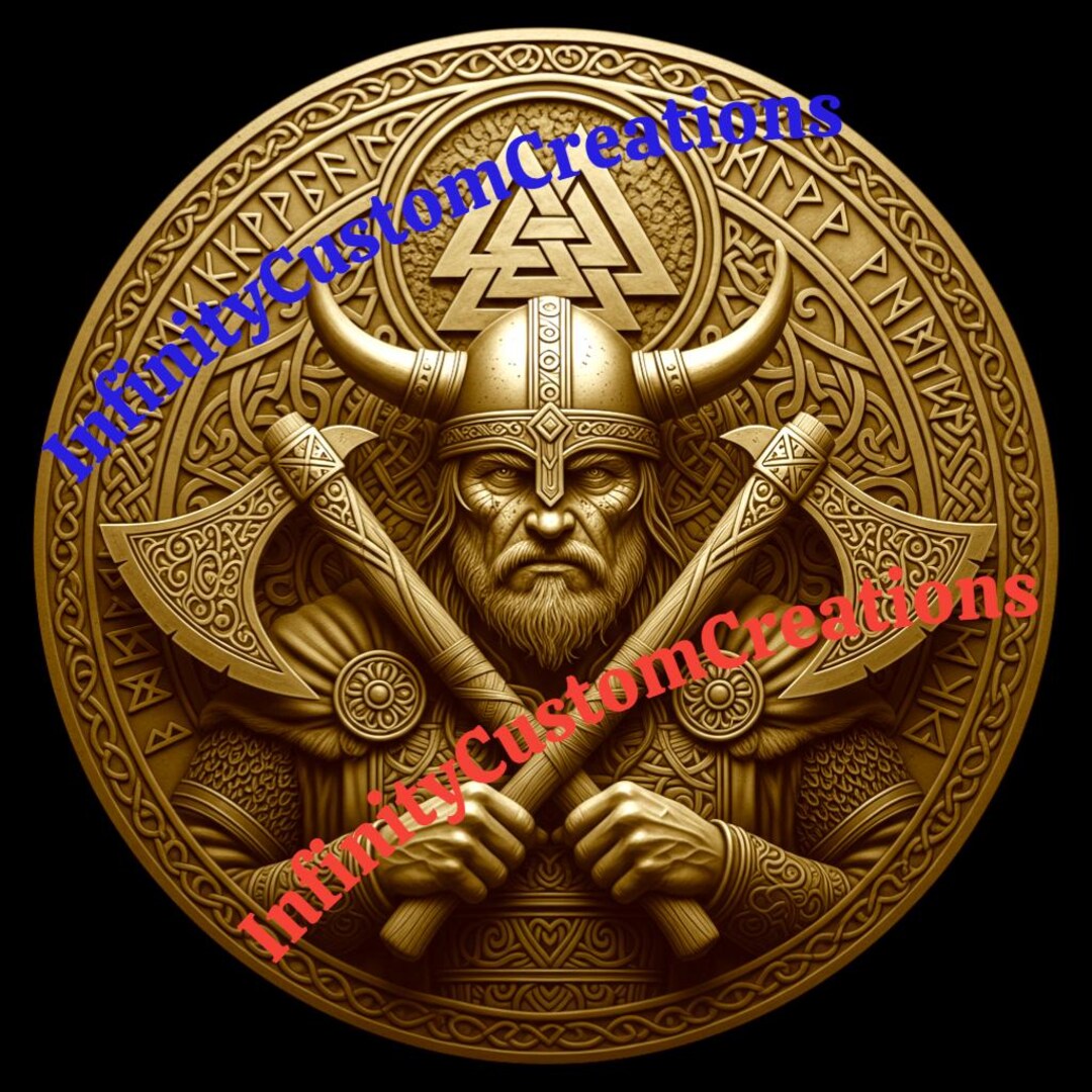Viking Warrior 3D Relief | Challenge Coin Design (4K Grayscale Depth ...