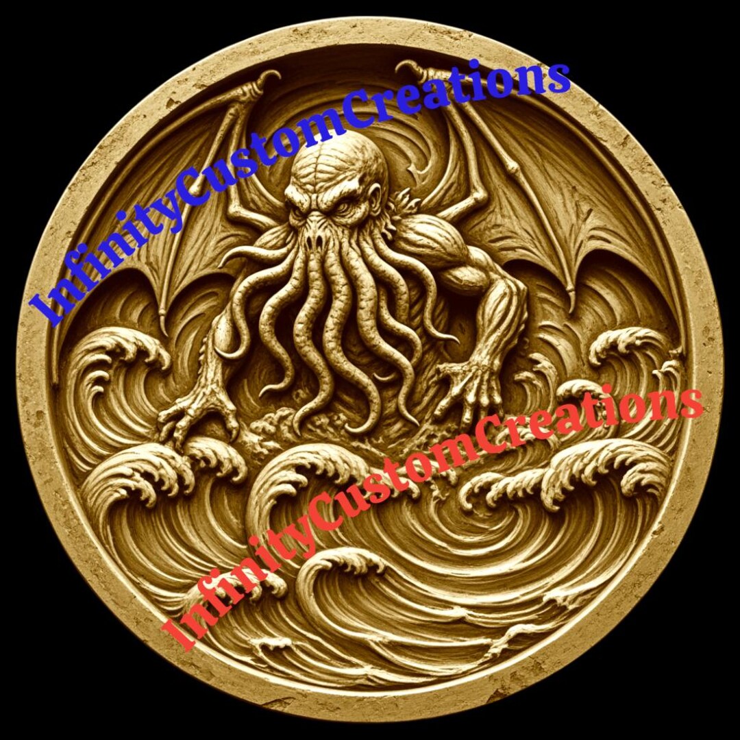Cthulhu 3D Relief Design | Lovecraft Coin Engraving (digital Download ...