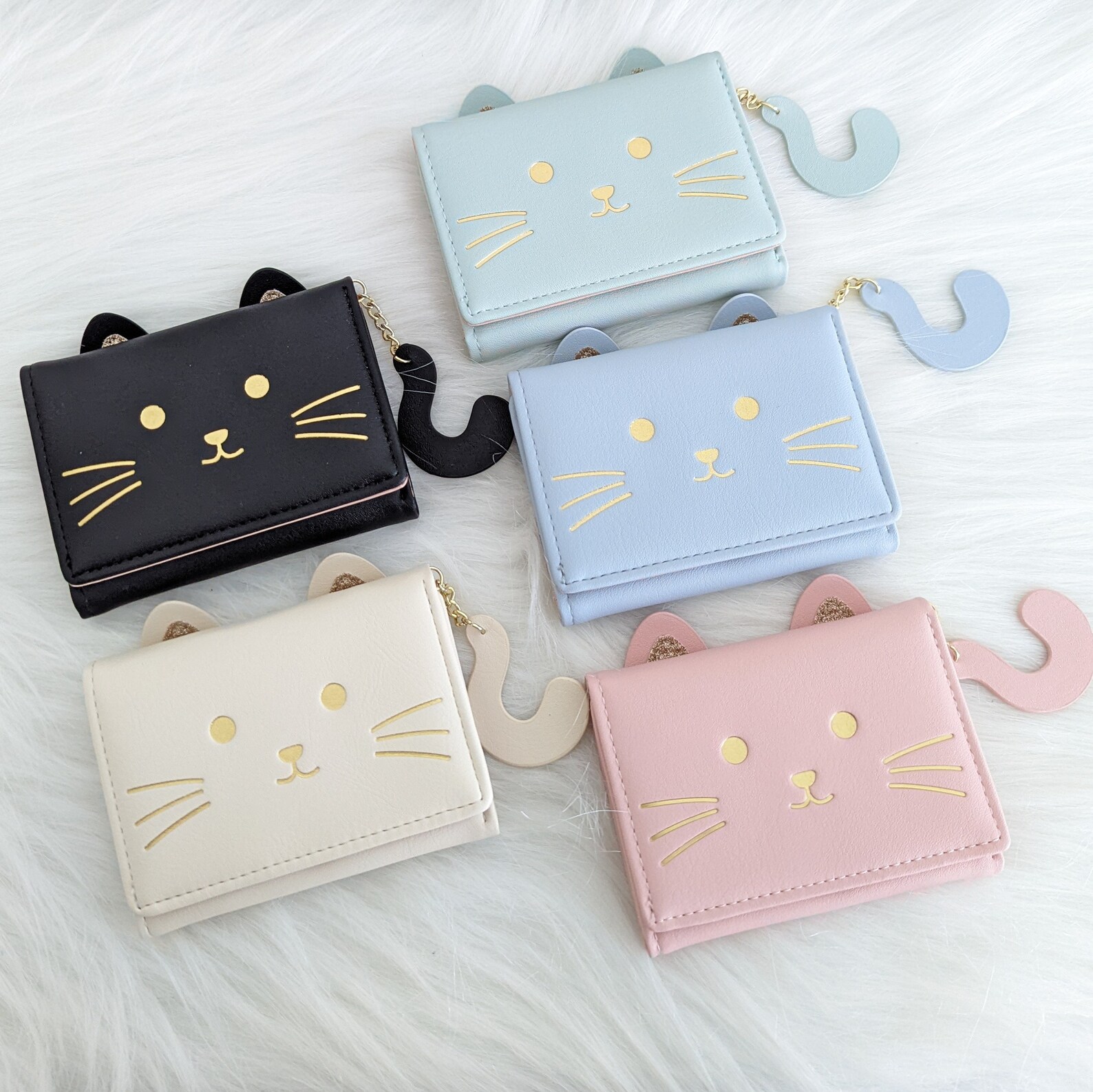 Cute Wallet Women Small Trifold Wallet Cat Wallet Travel - Etsy